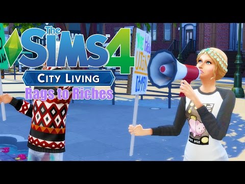 The Sims 4 City Living | Angry Protest! (Sims 4 City Living Rags to Riches) Ep.2