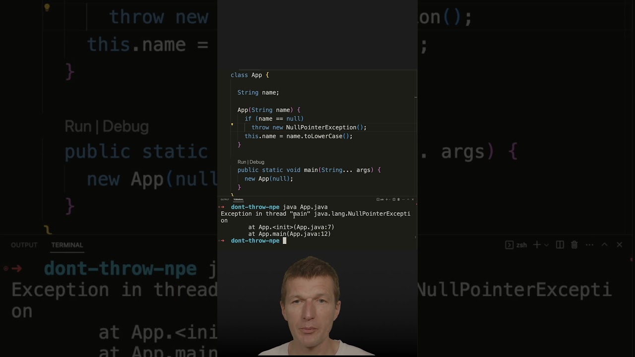 Don't throw NullPointerExceptions, Just Let Them Happen #java #shorts
