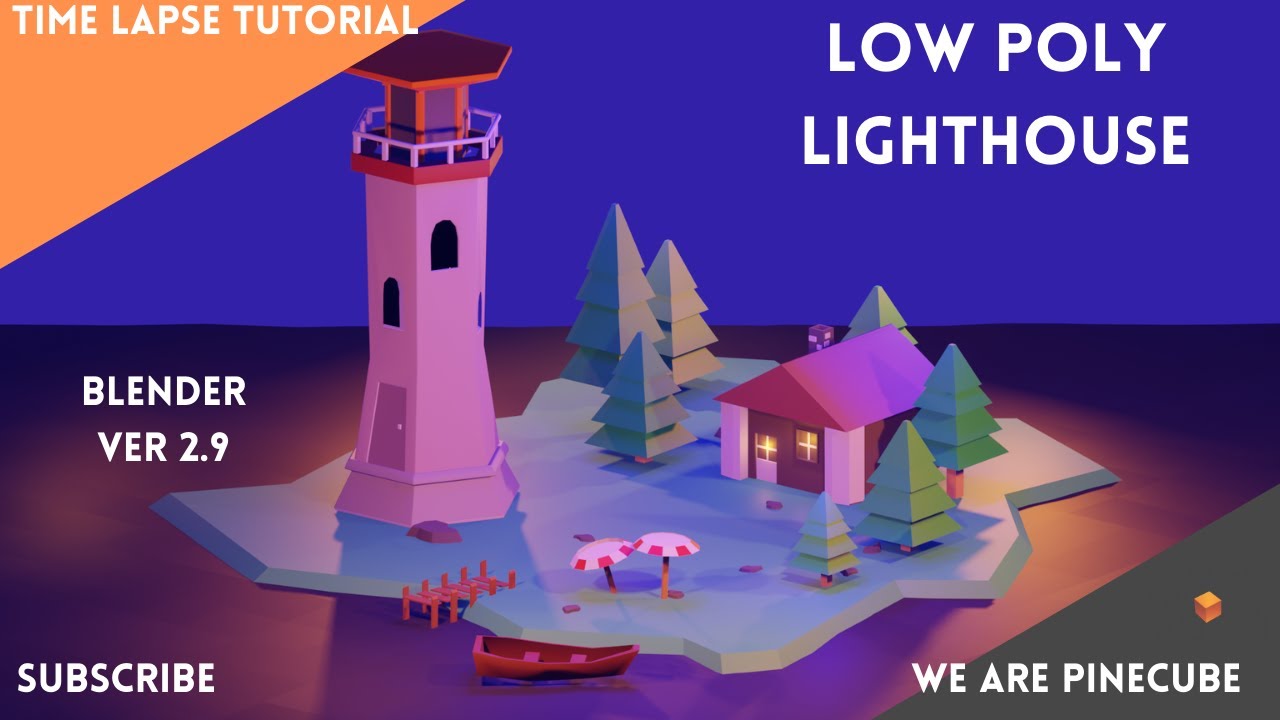 Low-Poly Light House | Time lapse Tutorial | Using Blender
