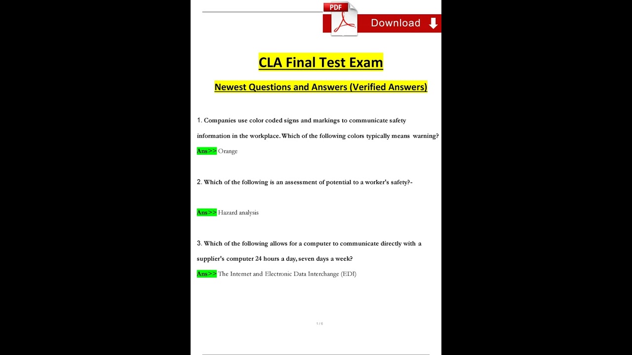 Certified Logistics Associate CLA Final Exam Questions and Answers 2024   2025 Verified Answers