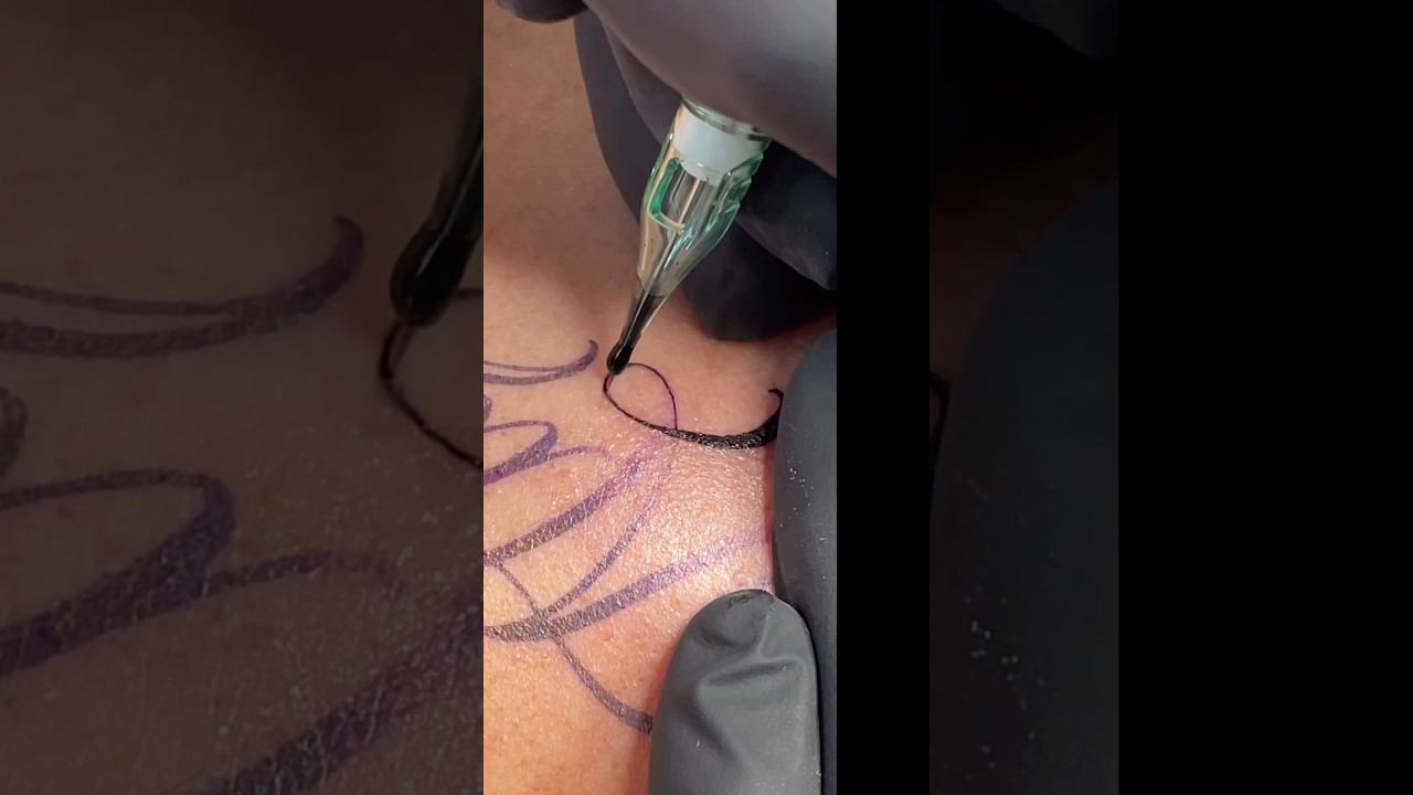 Fineline script tattoo. #finelinetattoo #scripttattoo #tattooing #tattooartist #closeup