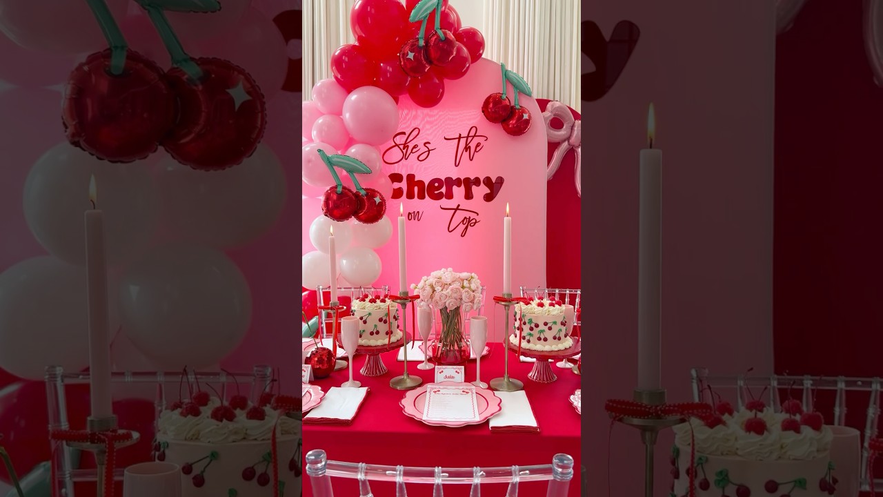 She’s literally the cherry on top 🍒🥹🎀 #girlbirthday #cherry #preppy #happybirthday