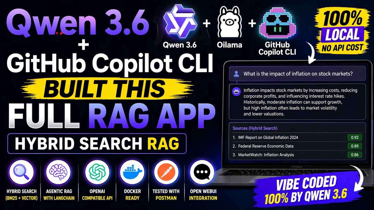 Qwen 3.6 + GitHub Copilot CLI Built This FULL RAG App 🤯 | Hybrid Search RAG