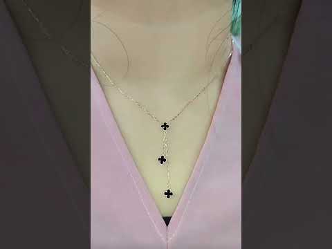 Rose Gold Black Onyx Flower Layer Necklaces 🌸 #sterlingsilver #jewellery #necklace #finejewelry