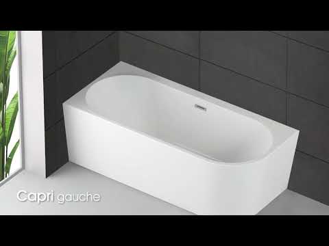 Baignoire semi-îlot murale CAPRI Gauche 170x76cm, by SPALINA