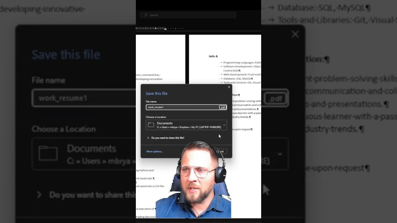 Save Microsoft Word resume as a PDF.