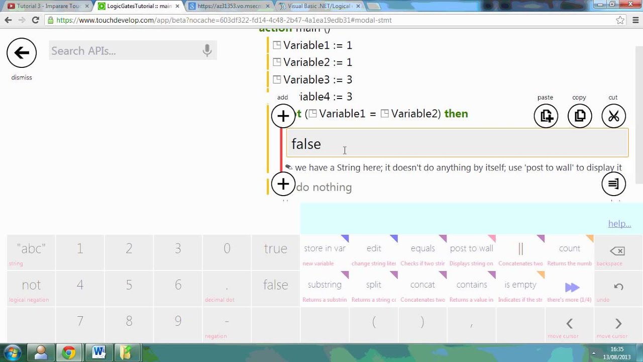 Lesson 10 - Touch Develop - Logic