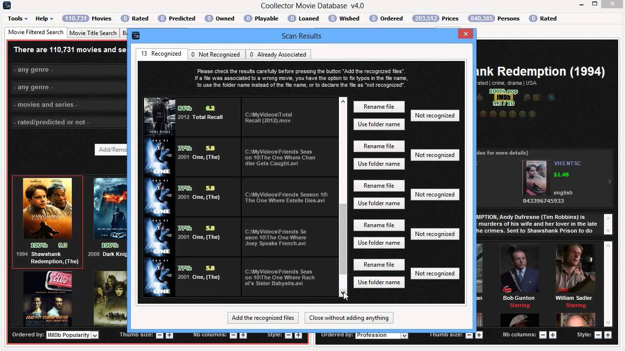 Coollector Movie Database - File Scanning