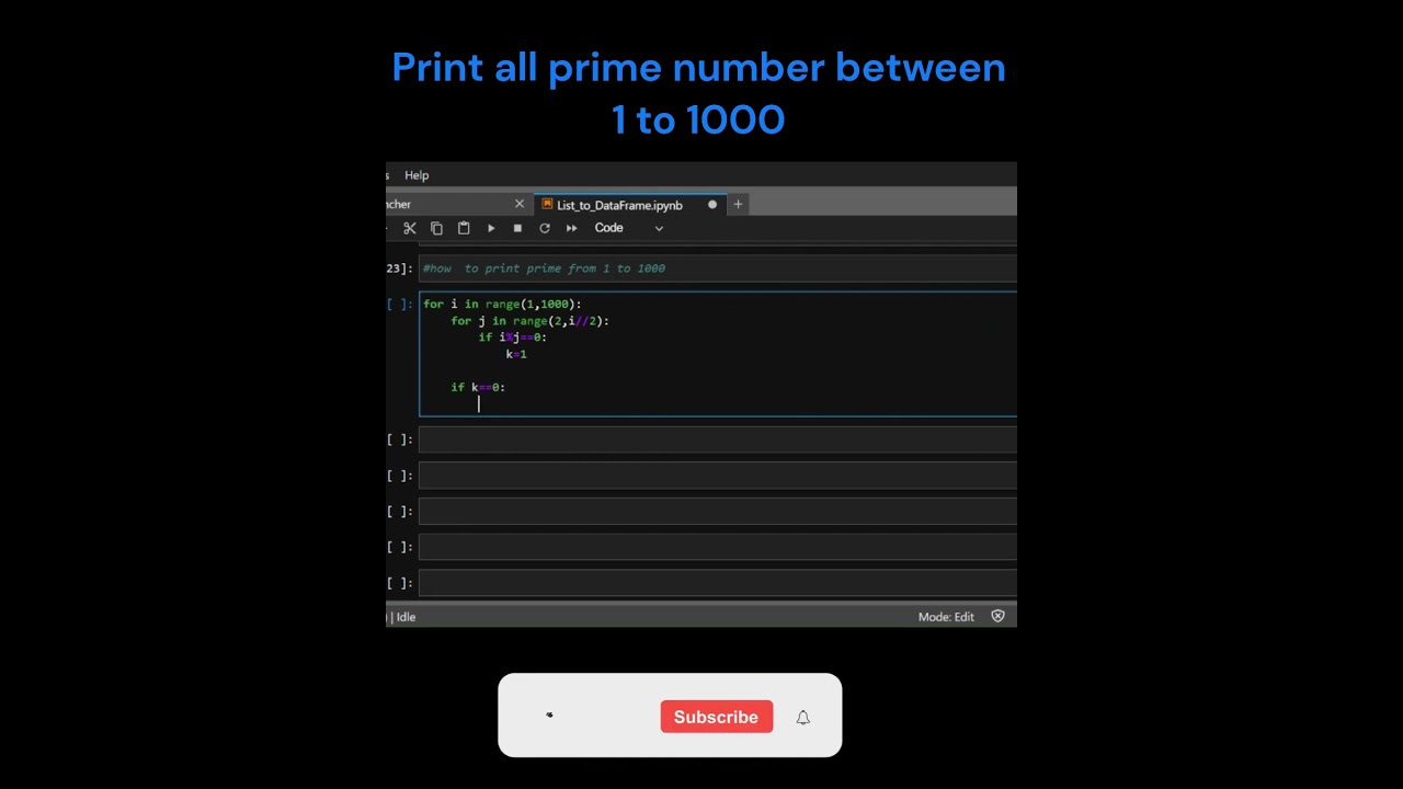 print prime number 1 to 1000 #viral #viralvideo #programming #python
