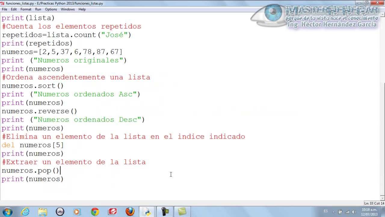 29 - Funciones para el manejo de Listas (Python)