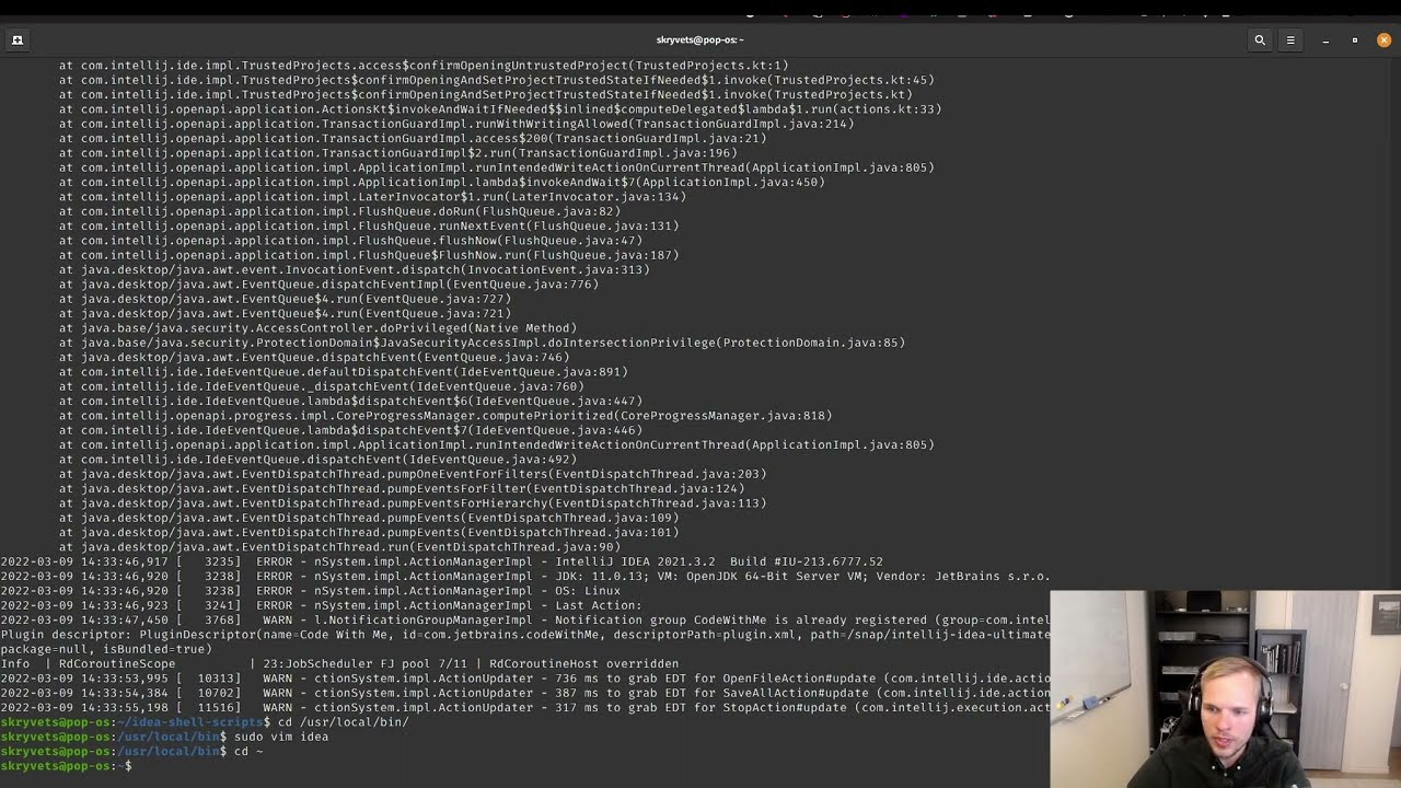 How to generate intellij idea shell scripts in pop os via snap