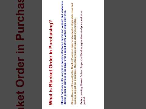 #Shorts Blanket Purchase Order in Purchasing