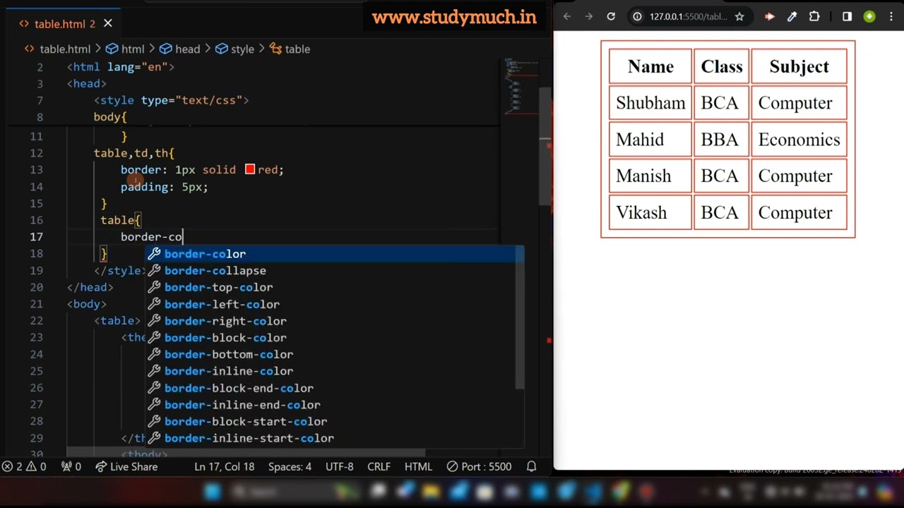 Styling HTML Table with CSS, Responsive #coding