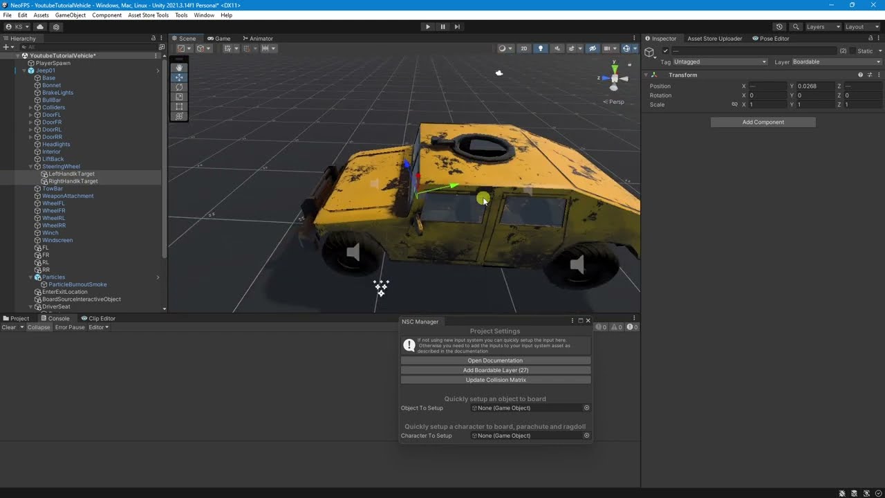 NeoFPS Seating Controller Vehicle Setup Tutorial