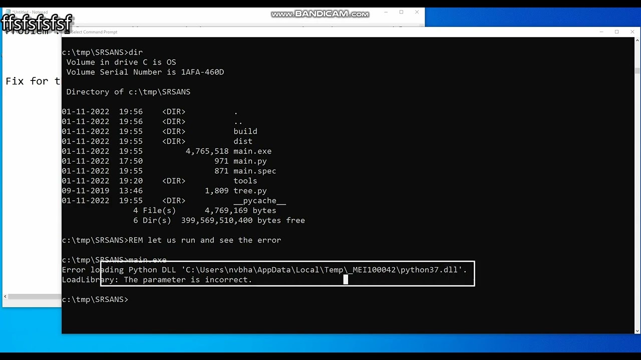 SOLVED Missing python DLL error on executing pyinstaller built exe