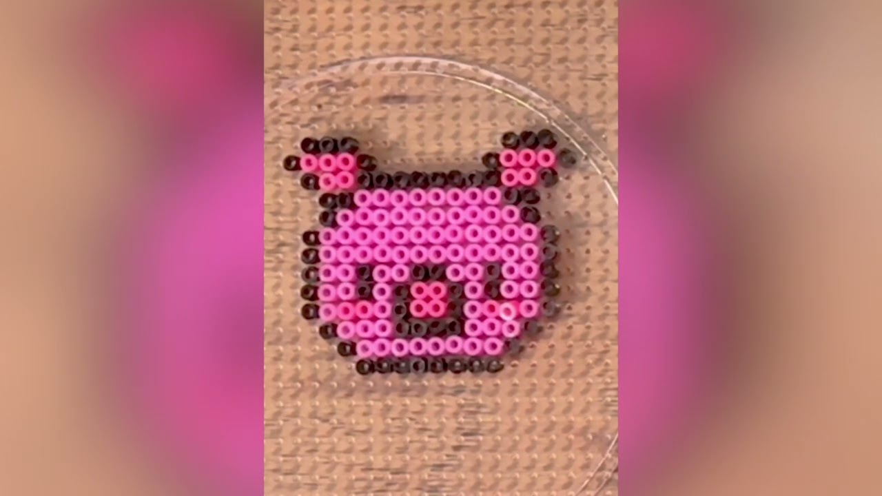 Compilation of Pink Fuse Bead Designs! | Satisfying Crafting | #pink #perlerbeads #cute #crafting
