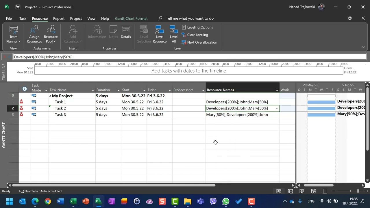 31.  Resource overallocation - Microsoft Project Online Desktop Client