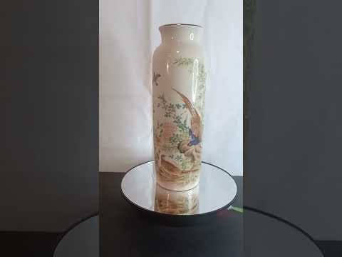 #R5 Vintage Japanese Satsuma Porcelain Floral & Peacock Vase