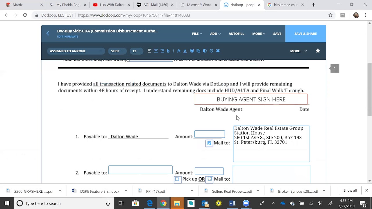 Filling out a CDA