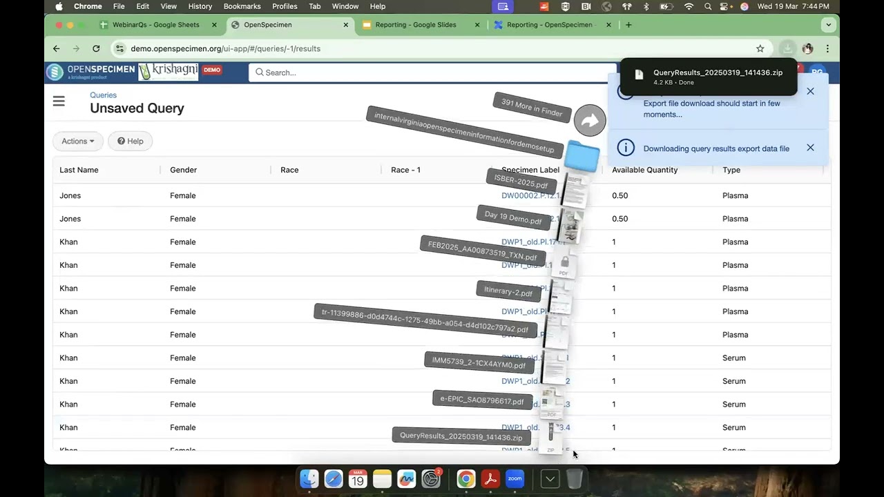 OpenSpecimen Training Webinar: Reporting