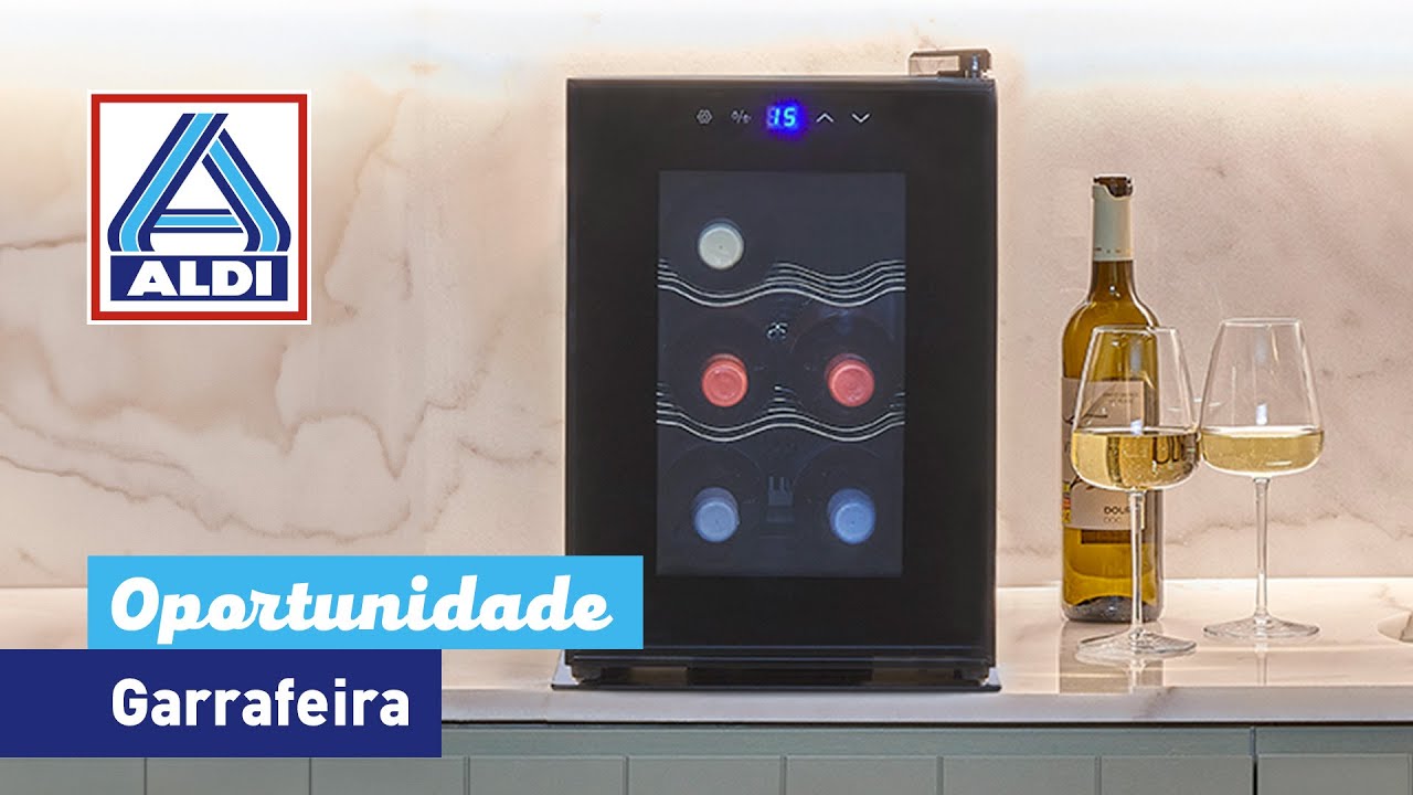 Garrafeira com temperatura ajustável, iluminação LED e porta de vidro ...