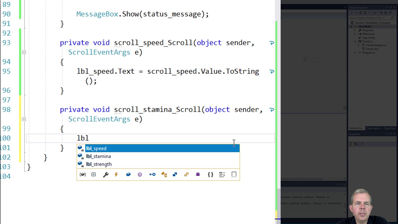 C# heromaker app 04 How to use scrollbars in Winforms