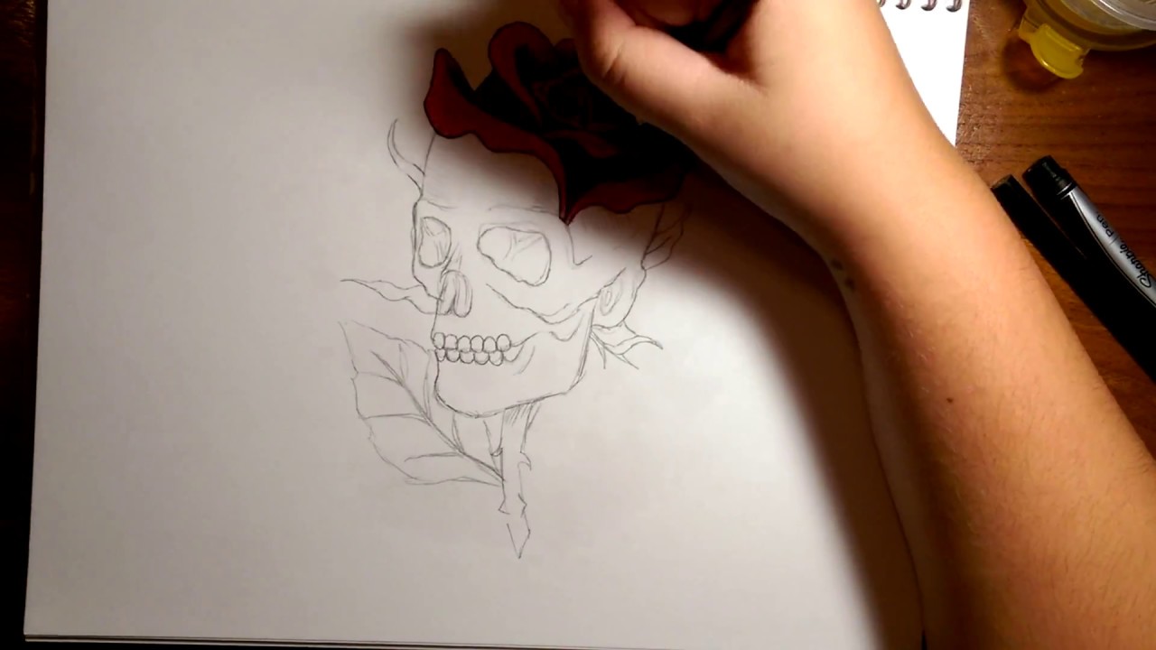 Timelapse: Drawing Rose Skull