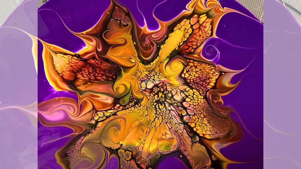 #143 Fall Color Palette Floating Bloom | Acrylic Pour Painting | Abstract Art | Fluid Painting