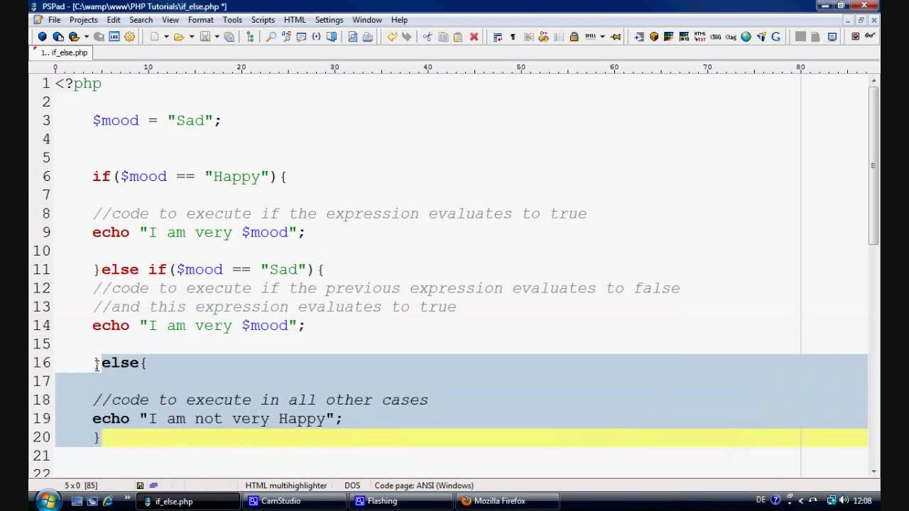 PHP Tutorial - Flow Control (If -  Else Statements)