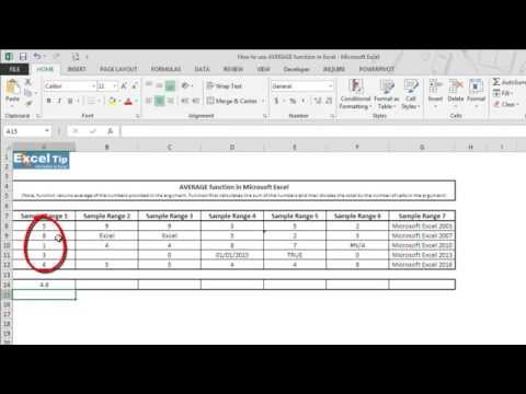 How to use AVERAGE function in Excel