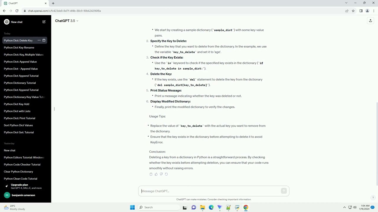 python dictionary delete key if exists