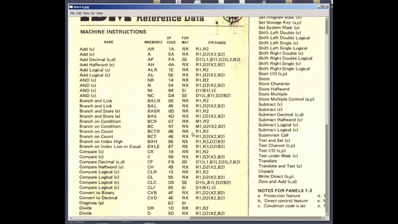 IBM Mainframe Base 360 Instruction Architecture