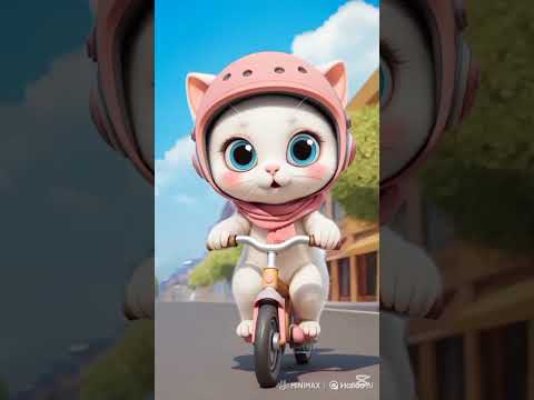 Cute cat driving cycle #cutecat #ai #aivideo
