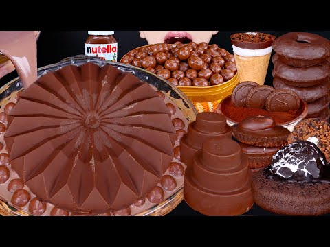 ASMR CHOCOLATE CAKE MALTESERS ICE CREAM NUTELLA DESSERT MUKBANG 초콜릿 케이크 먹방チョコレートケーキ 咀嚼音EATING SOUNDS