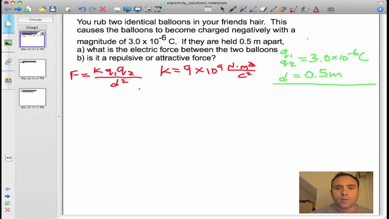 Electrostatic Force / Coulombs Law Problem Solution
