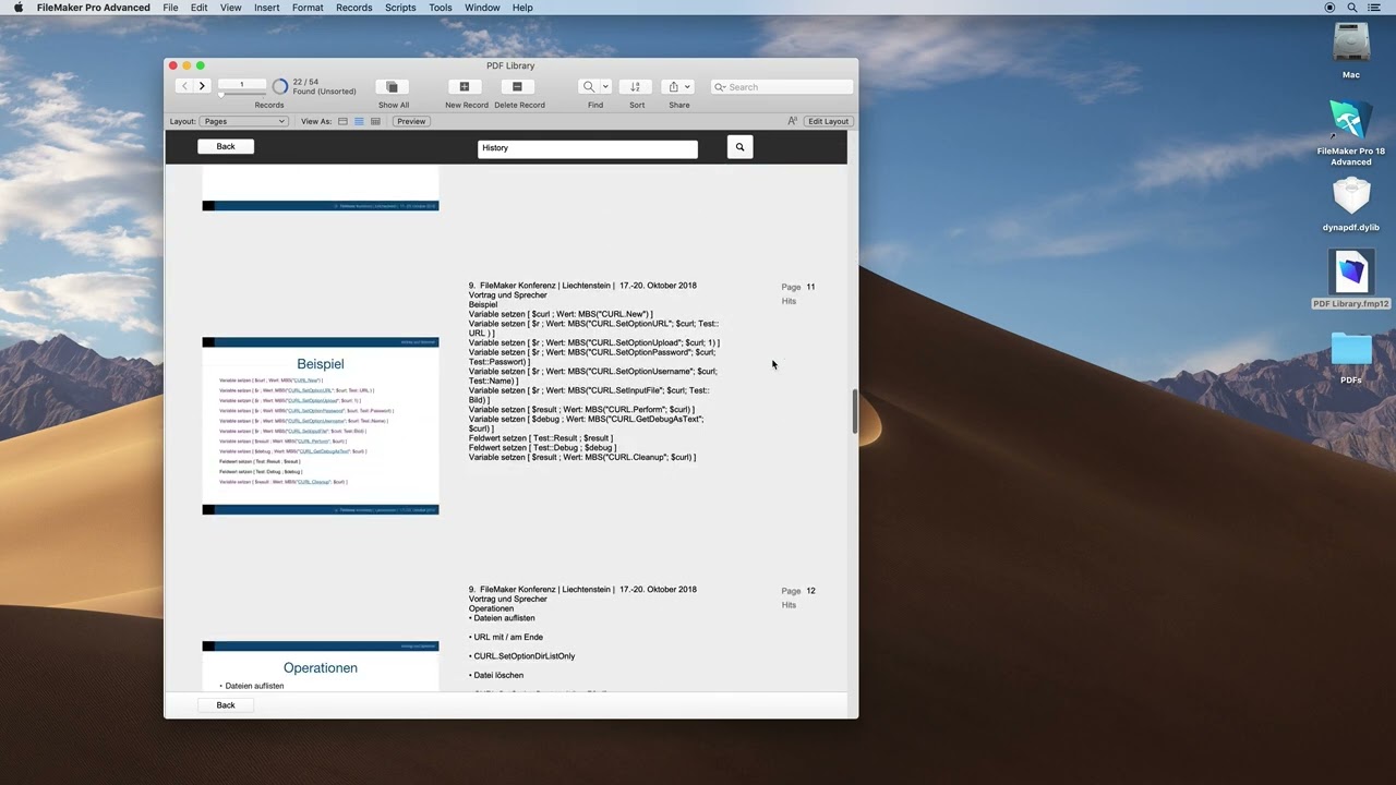 Example database PDF library
