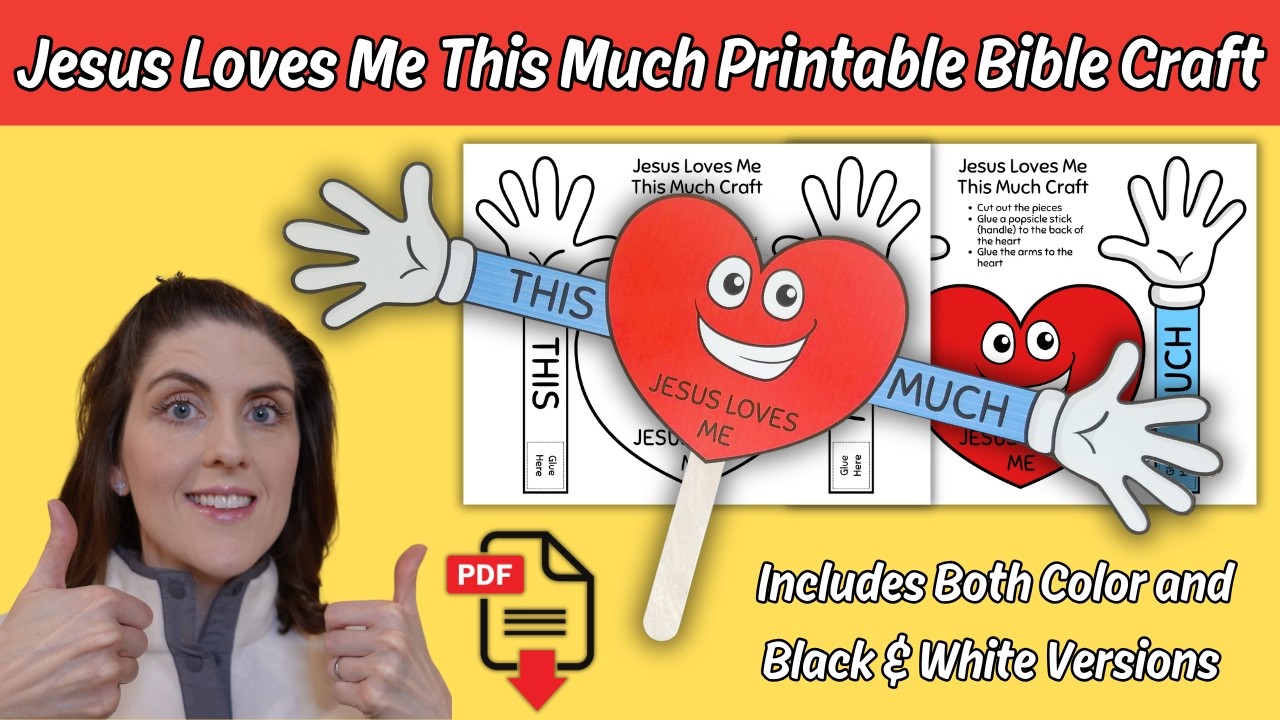 Jesus Loves Me This Much Craft for Kids Sunday School Bible Lesson Printable Church Activity