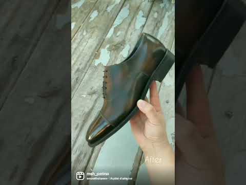 Shoe patina: before and after # #patina #leather #handpainted #menshoes