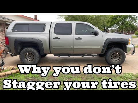 Staggered tires on newer vehicles.