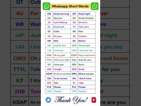 Whatsapp Short Words, #whatsapp