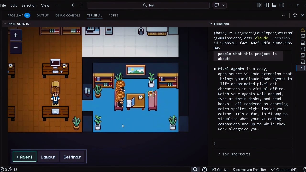 Pixel Agents: VS Code Extension That Turns Claude Code Agents into Pixel Characters in a  Office