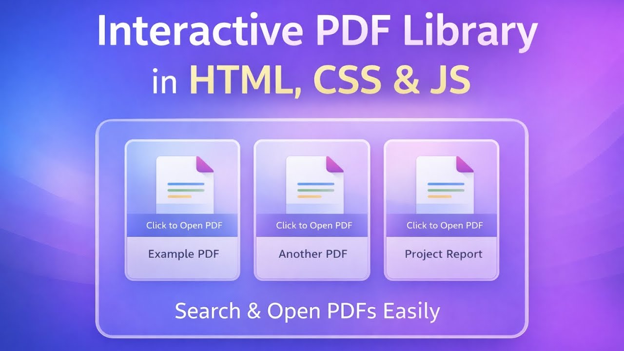 PDF Library Website Project HTML | CSS | JavaScript tutorial