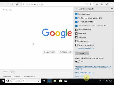 Delete all personal information and tracking information from Microsoft Edge
