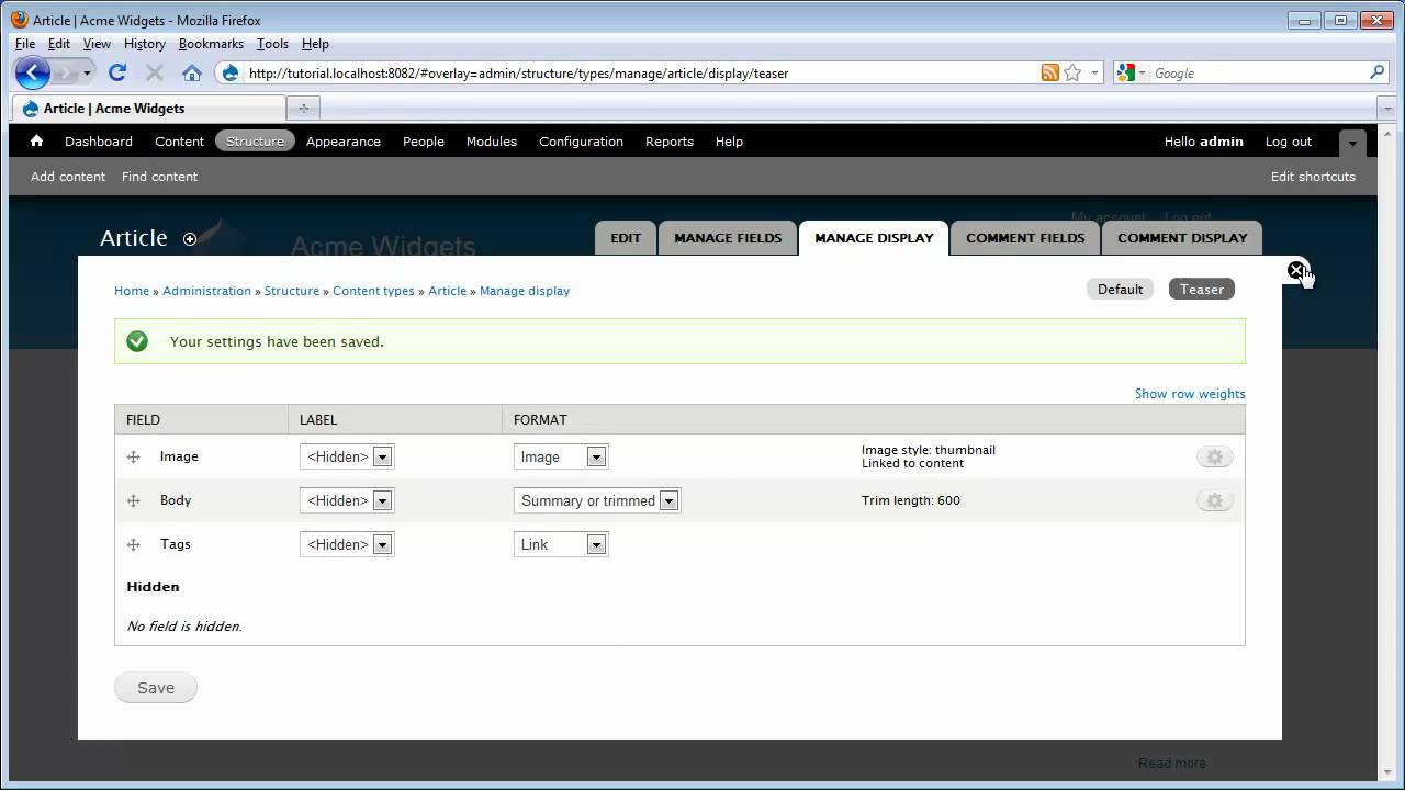 Drupal 7 node displays