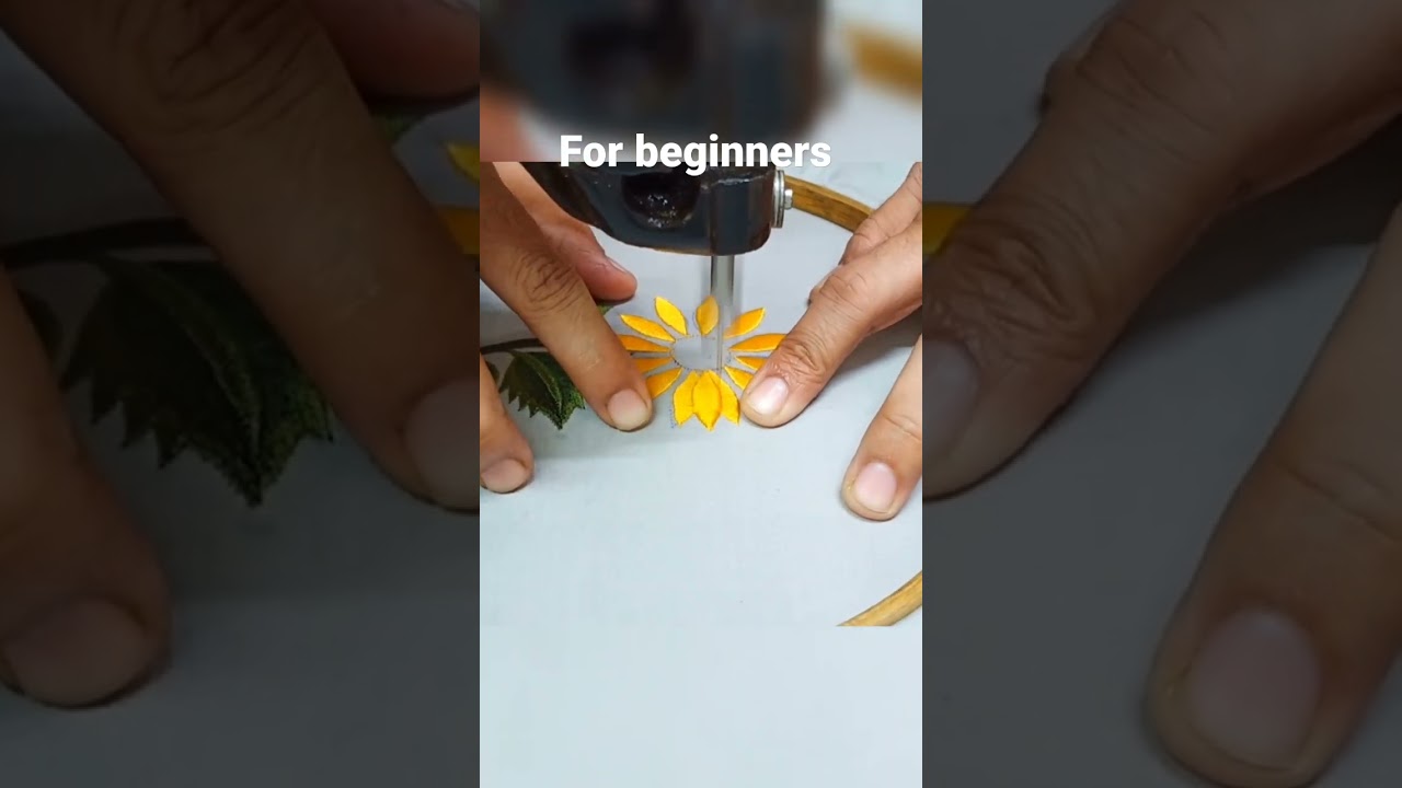 machine embroidery /🌻 sunflower embroidery design/ embroidery flower#shorts #youtubeshorts