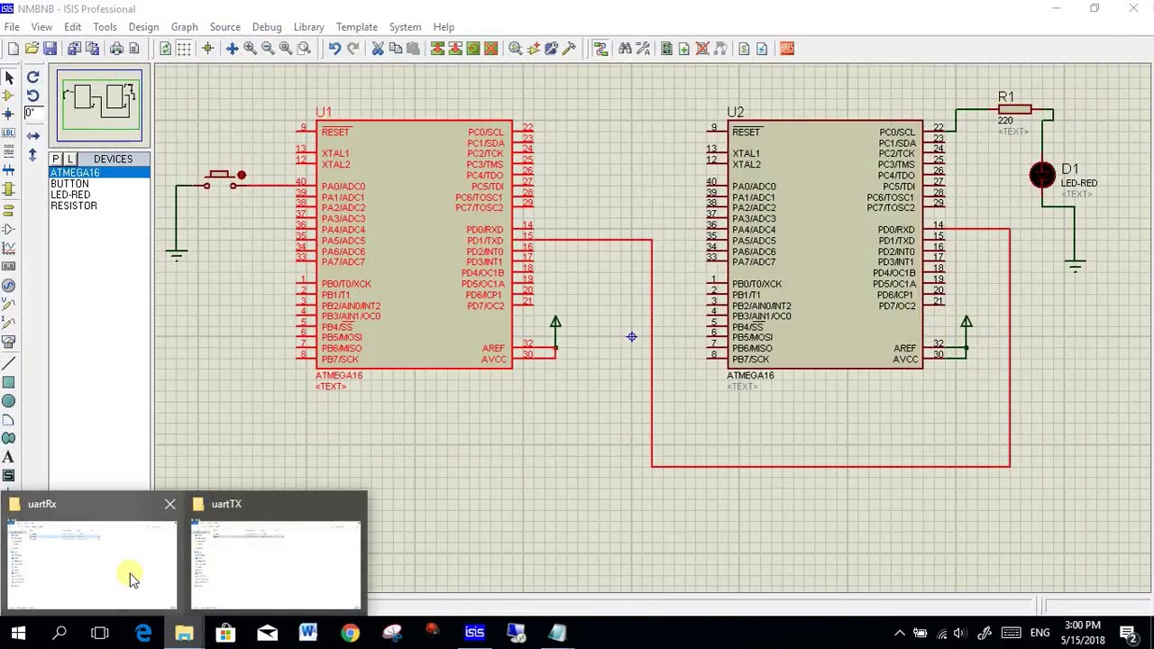 Setting UART Protocol using Atmega 16 - connect two Microcontrollers