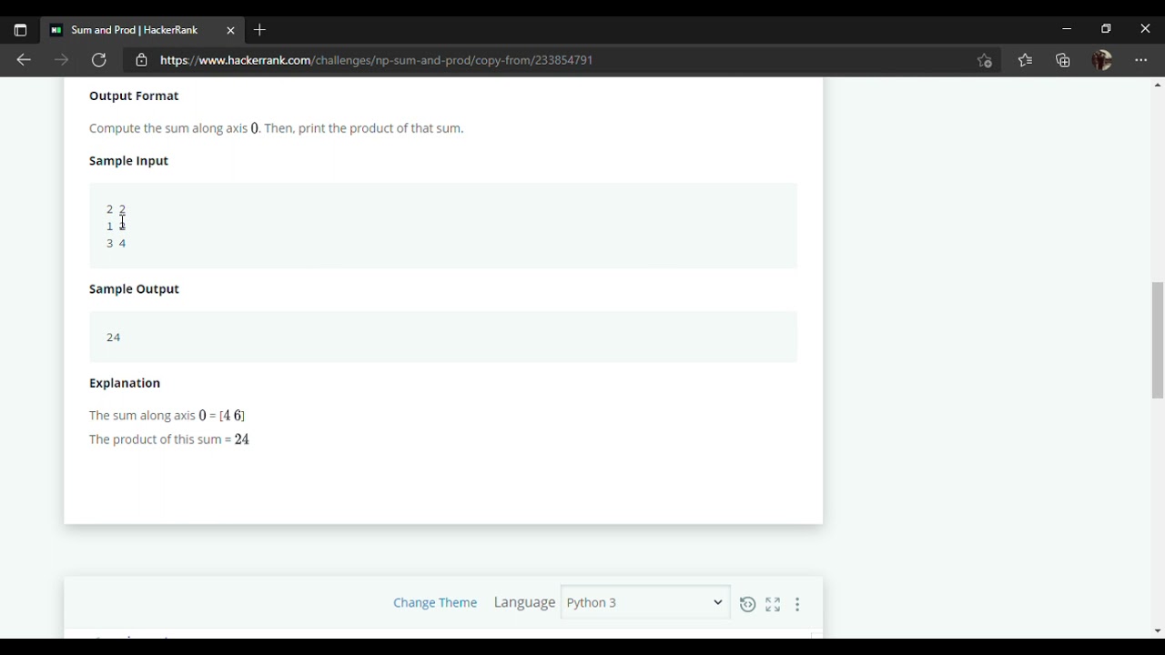 Sum and Prod   HackerRank   problem #32