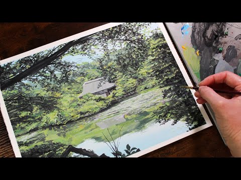 A quiet afternoon in Kyoto - gouache painting process 🌟