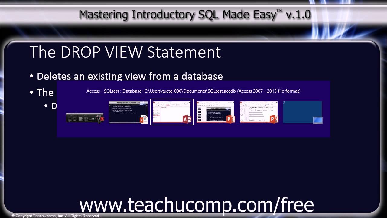 SQL Training - Structured Query Language Tutorial - The DROP VIEW Statement Lesson