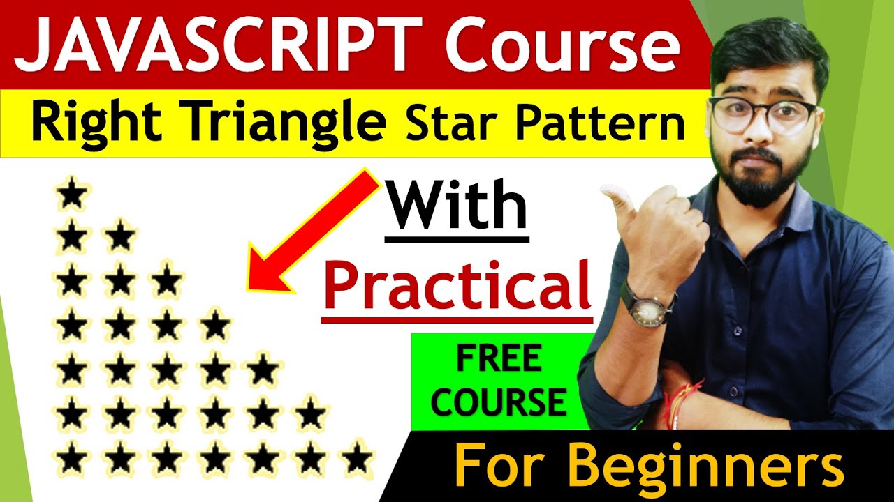 JavaScript Star Pattern Program| Right Angle Star Pattern | JavaScript Tutorial
